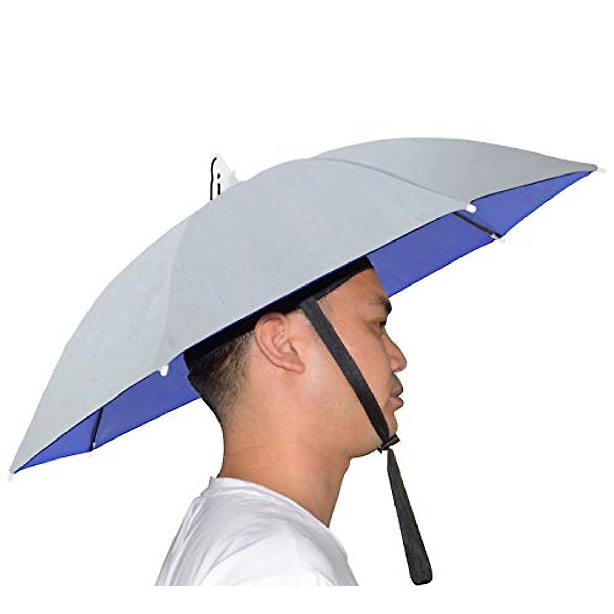 NEW-Vi Umbrella Hat, 25 inch Hands Free Umbrella Cap for Adults and Kids, Fishing Golf Gardening Sunshade Outdoor Headwear (Silver)