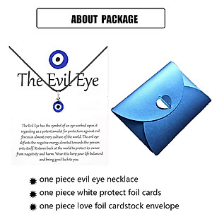 RUIZHEN Silver Leather Cord Glass Charm Evil Eye Pendant Necklace Blue Eyes Necklace (cord)