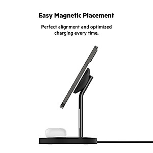 Belkin MagSafe 2-in-1 Wireless Charging Stand for Apple iPhone 16, iPhone 15, iPhone 14, & iPhone 13 Series & AirPods - MagSafe Fast Charging Station for Multiple Devices - Black
