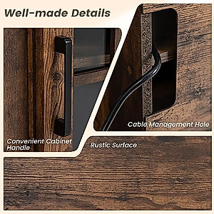 Tangkula Fireplace TV Stand for TVs Up to 65 Inch, Electric Fireplace TV Console w/Remote Control, Overheat Protection, 3-Level Adjustable Brightness, TV Entertainment Center w/23” Fireplace Insert