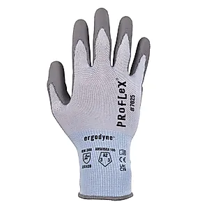 Ergodyne ProFlex 7025 Cut Resistant Work Gloves, ANSI A2, PU Coated Palms for Flexible No Slip Grip, Abrasion Resistant, Superior Fit and Feel, 18g, Blue, Small