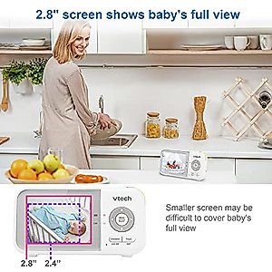 VTech VM923 Baby Monitor, 2.8” Screen, Pan-Tilt-Zoom, 1000ft Long Range, Night Vision, 2-Way Audio, Temperature Sensor, Lullabies, Secure Transmission No WiFi