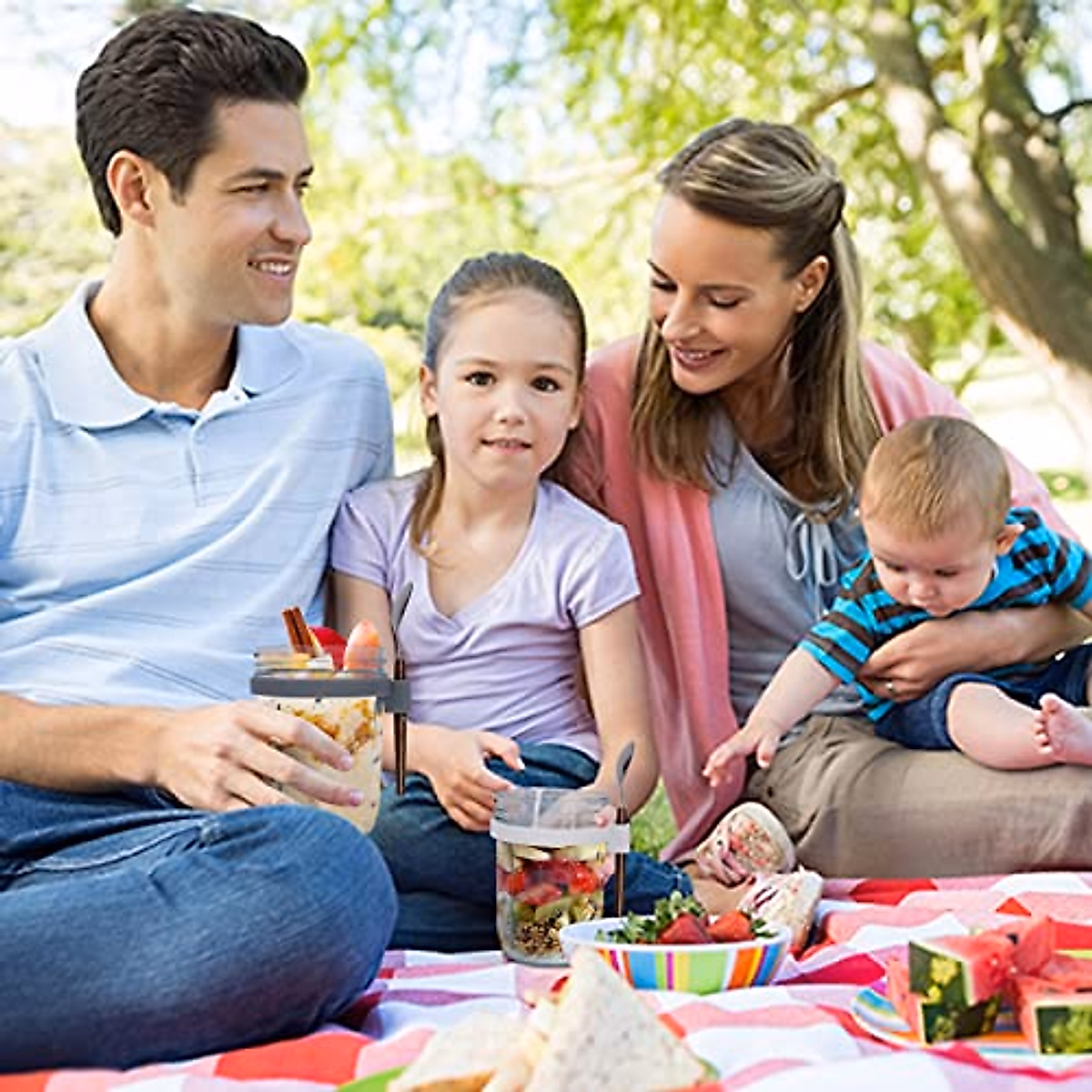 KETWOD Overnight oats containers jars with lids and spoons.The 16oz mason jars for overnight oats can store oats, fruits, vegetables, chia seeds, etc. four colors overnight oats jars.
