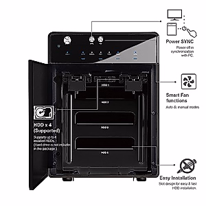 Mediasonic USB 3.2 4 Bay 3.5” SATA Hard Drive Enclosure DAS – USB 3.2 Gen 2 10Gbps Type C | USB-C (HF7-SU31C) Support 24TB HDD