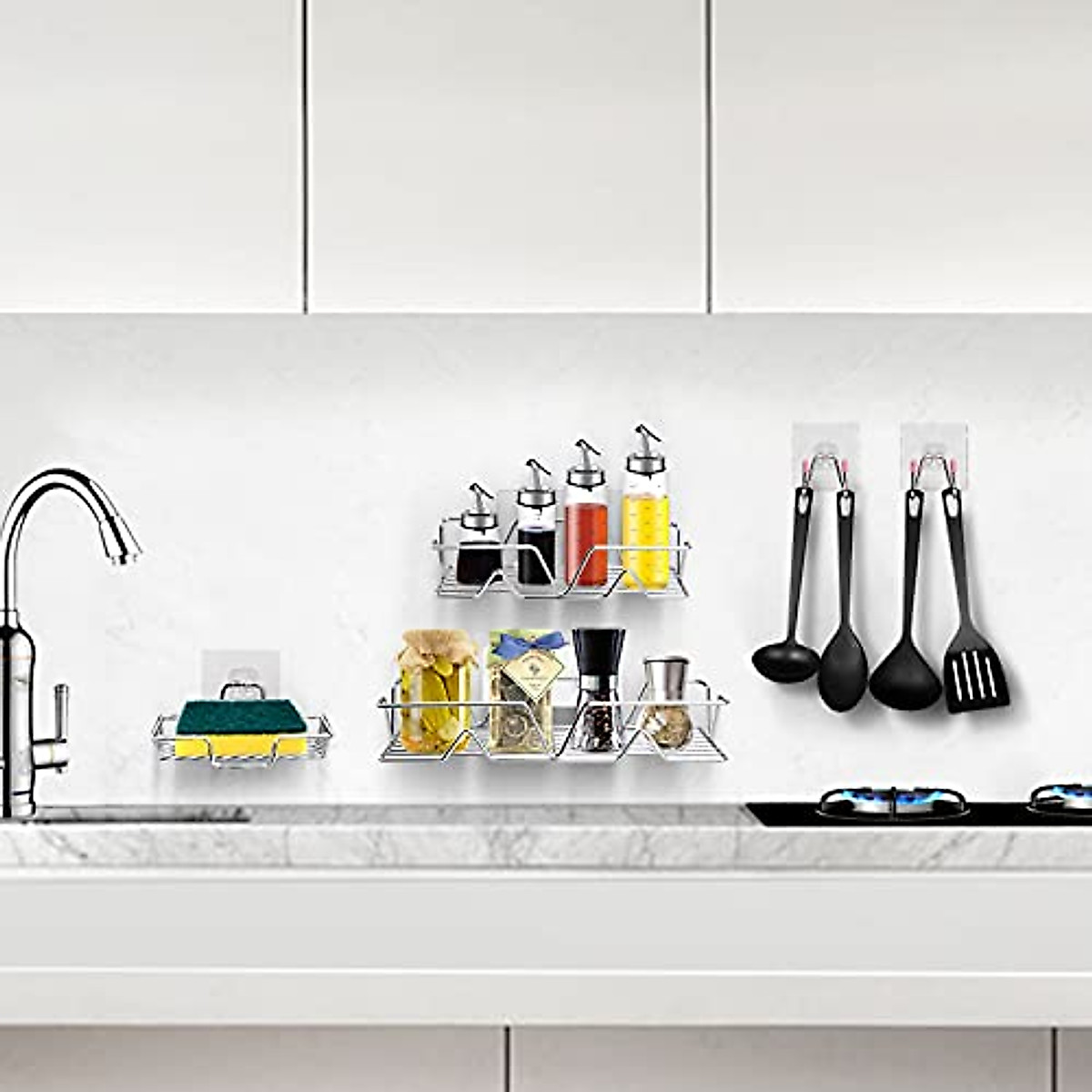 Diesisa Shower Shelves, 5 Pack Shower Organizer with Soap holder, No Drill Shower Shelf For Inside Shower With Adhesive Shower Caddy Organizers for Toilet Bathroom Dorm Kitchen