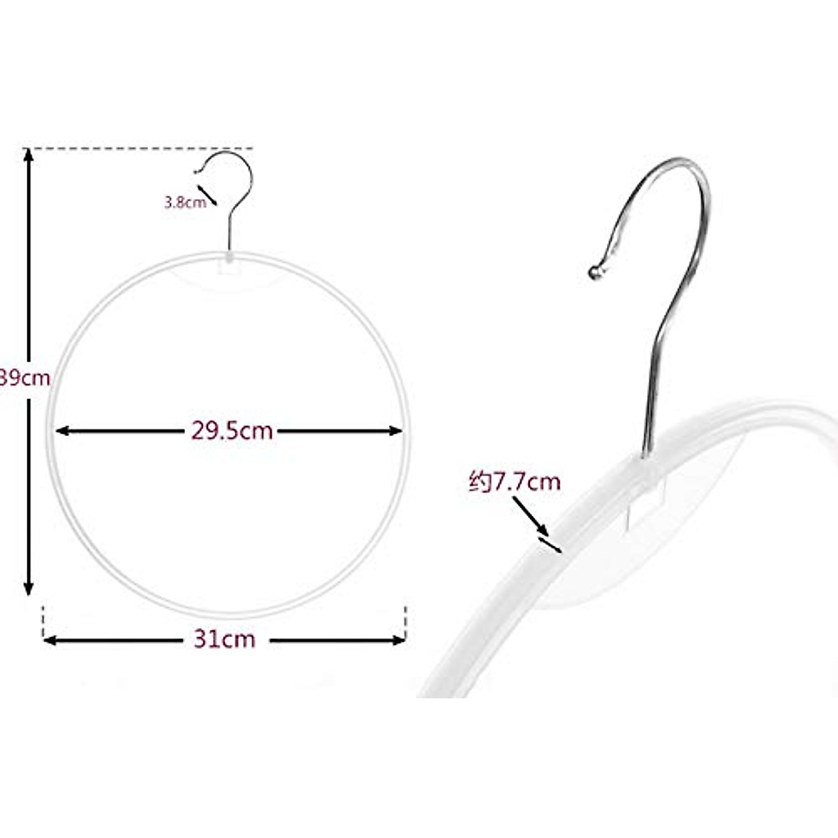 WellieSTR 30PCS Thong Underwear Display Ring Hanger 12", Plastic Round Circle Loop Hook Bikini Swimwear Lingerie Brief Display Hoop Rack Holder
