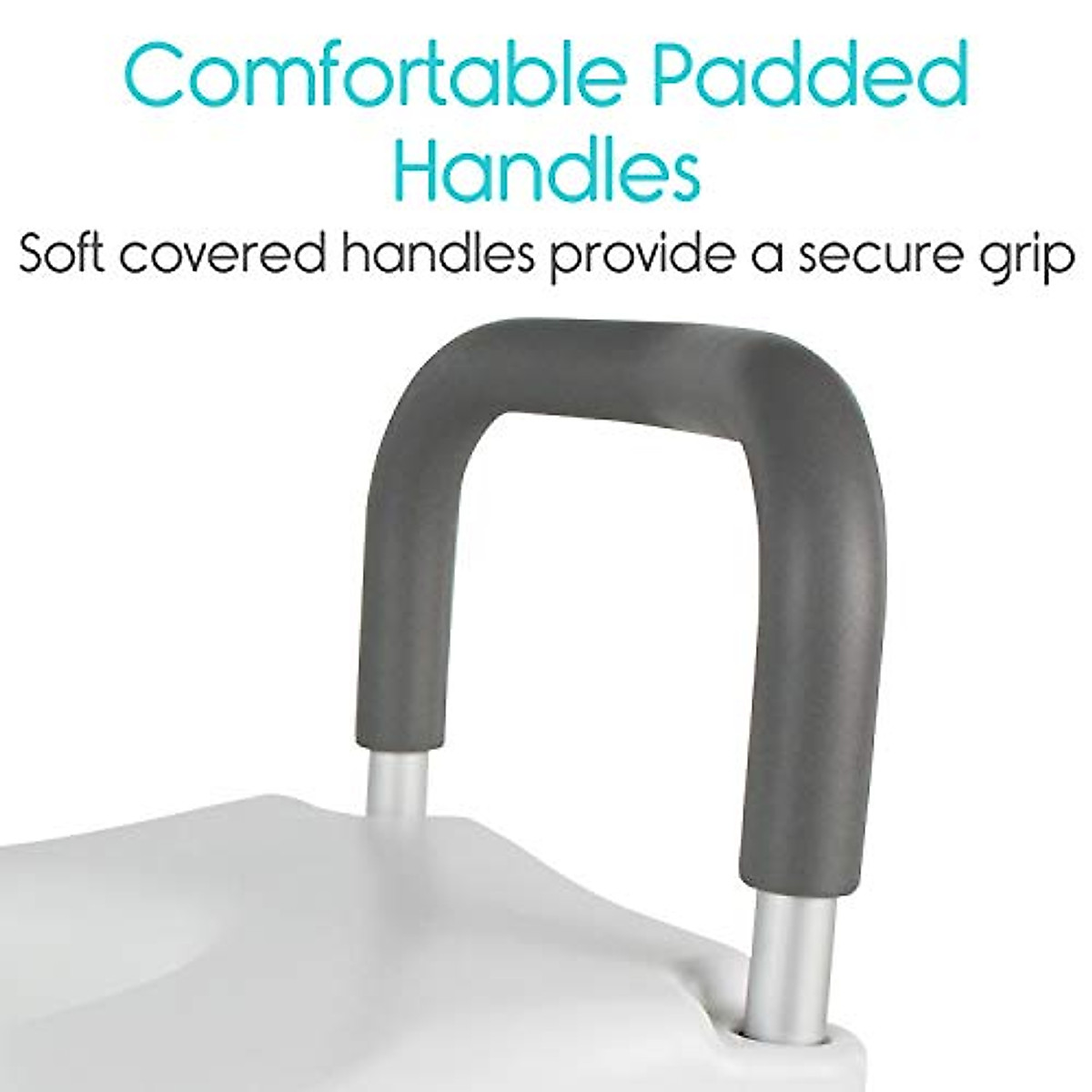 Vive Raised Toilet Seat - 5" Portable, Elevated Riser with Padded Handles - Elongated and Standard Fit Commode Lifter - Bathroom Safety Extender Assists Disabled, Elderly, Seniors, Handicapped (1)