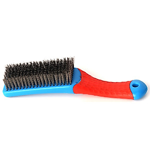 Wire Brush for Metal Paint Removal Steel Wool Scrubber with Handle Rust Stain Remover Tool Metal Bristle Brush for Cleaning Concrete Paint Remover Scrub Brush with Stainless Steel Wire Bristles