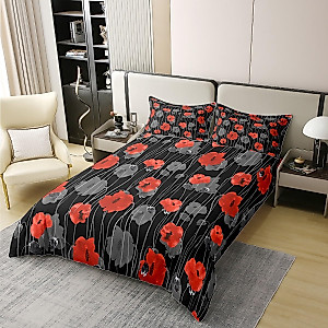 jejeloiu Flower Duvet Cover 100% Cotton Garden Floral Plants Bedding Set 100% Cotton for Room Decor Botanical Comforter Cover Set King Natural Theme Bedspread Cover 3Pcs Zipper