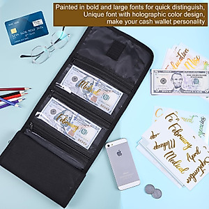 Money Wallet, Money Organizer for Cash with 10 Zippered Pocket, Large Capacity Money Pouch, Money Bag, Unisex Budget Wallet,Cash Bag with 60 Sticker Labels, Money Holder for Budgeting,Receipt and Tips