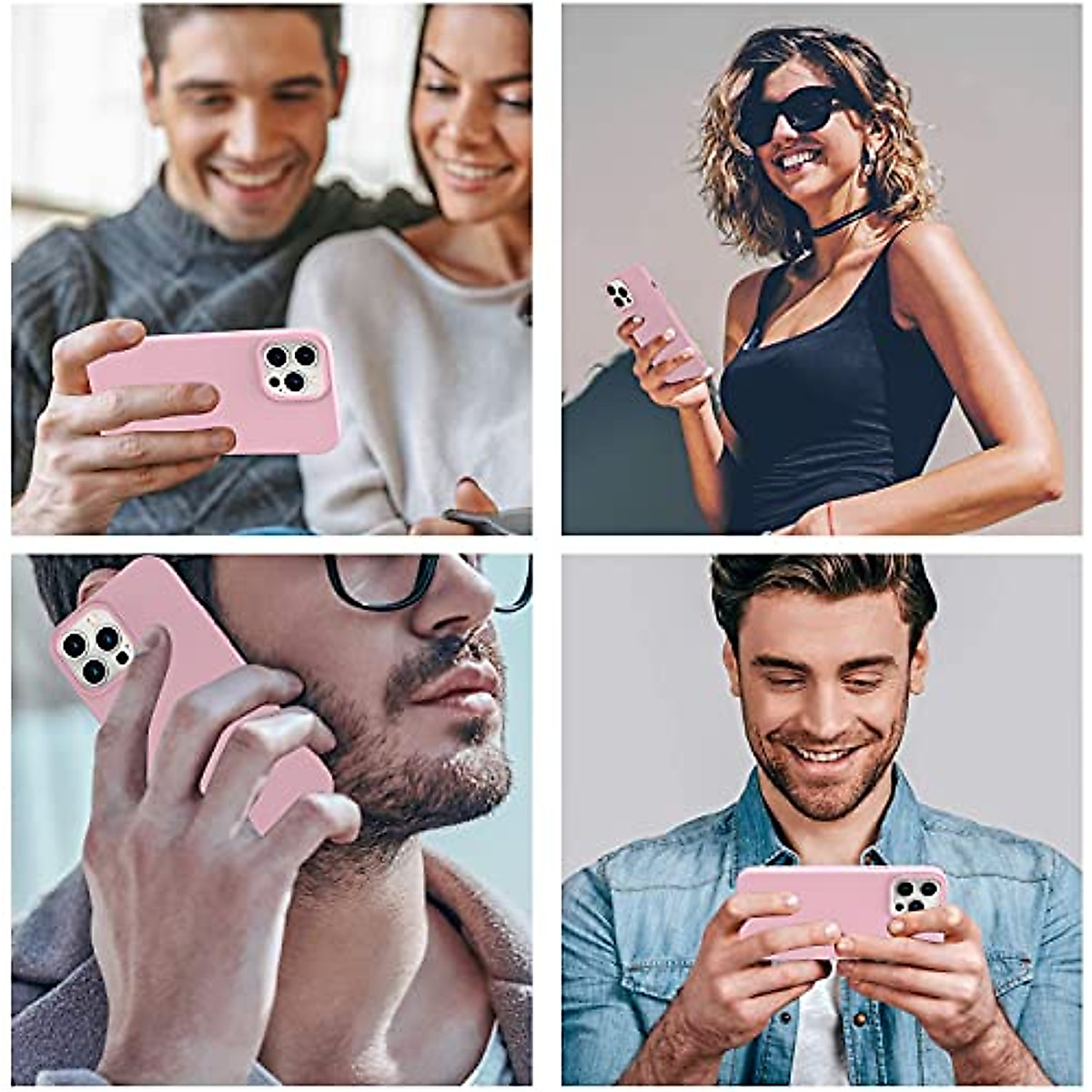 Amytor Designed for iPhone 14 Pro Max Case, Silicone Ultra Slim Shockproof Phone Case with Soft Anti-Scratch Microfiber Lining, [Enhanced Camera Protection] 6.7 inch (Pink)