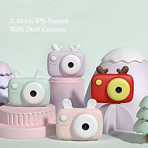 Kids Cartoon Camera,1080P Instant Camera HD Creative Digital Video Cameras Child Selfie Camera Kids 40MP Best Birthday Gift for 3-12 Years Old Boys Girls (Green+No TF Card)