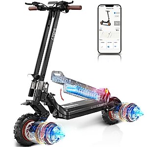 Atomi Electric Scooter Turbo-1 with Smart APP- 2400W Dual Motor Up to 31 MPH & 50km, 20AH Removable Battery, Long Range 34 Miles & 55km, 11" Knotty All Terrain Tires Off Road e-Scooter for Adults