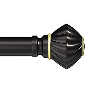 Box Space Curtain Rods for Windows 48 to 84 inches, 1 inch Diameter Adjustable Length Black Curtain Rod for Bedroom Living Room Decorative Curtain Rod Set with Brackets