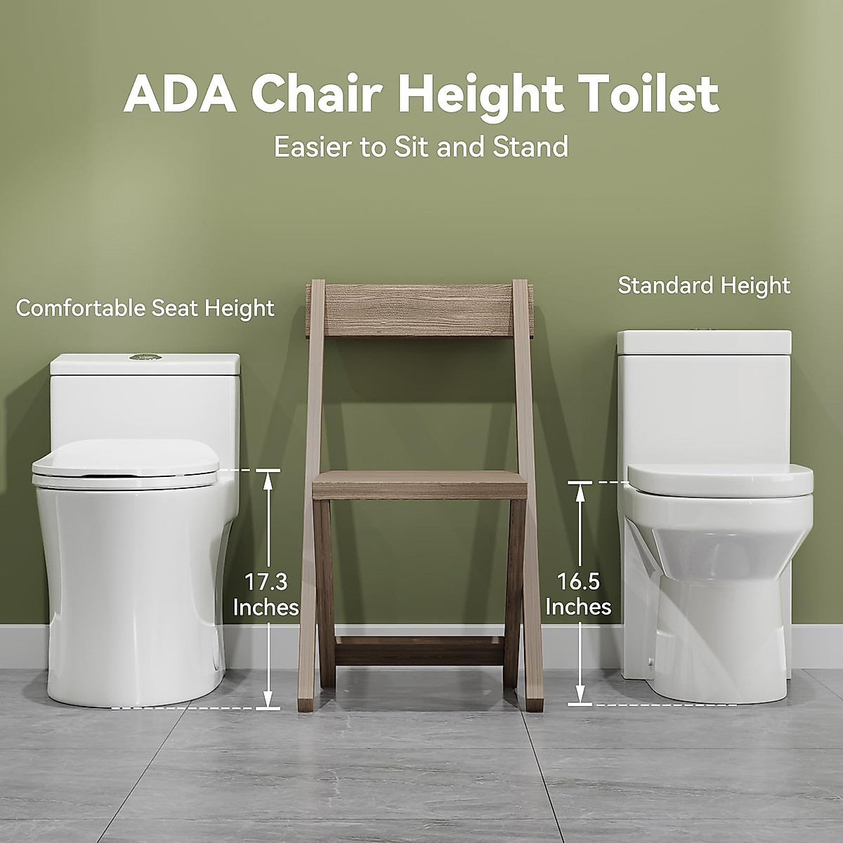 HOROW T0338W One Piece Toilet with Non-Electric Bidet Toilet Seat, Elongated ADA Chair Height Toilets with Adjustable Nozzles Seat, Powerful Dual Flush & Soft Closing Seat Include, MAP 1000g, White