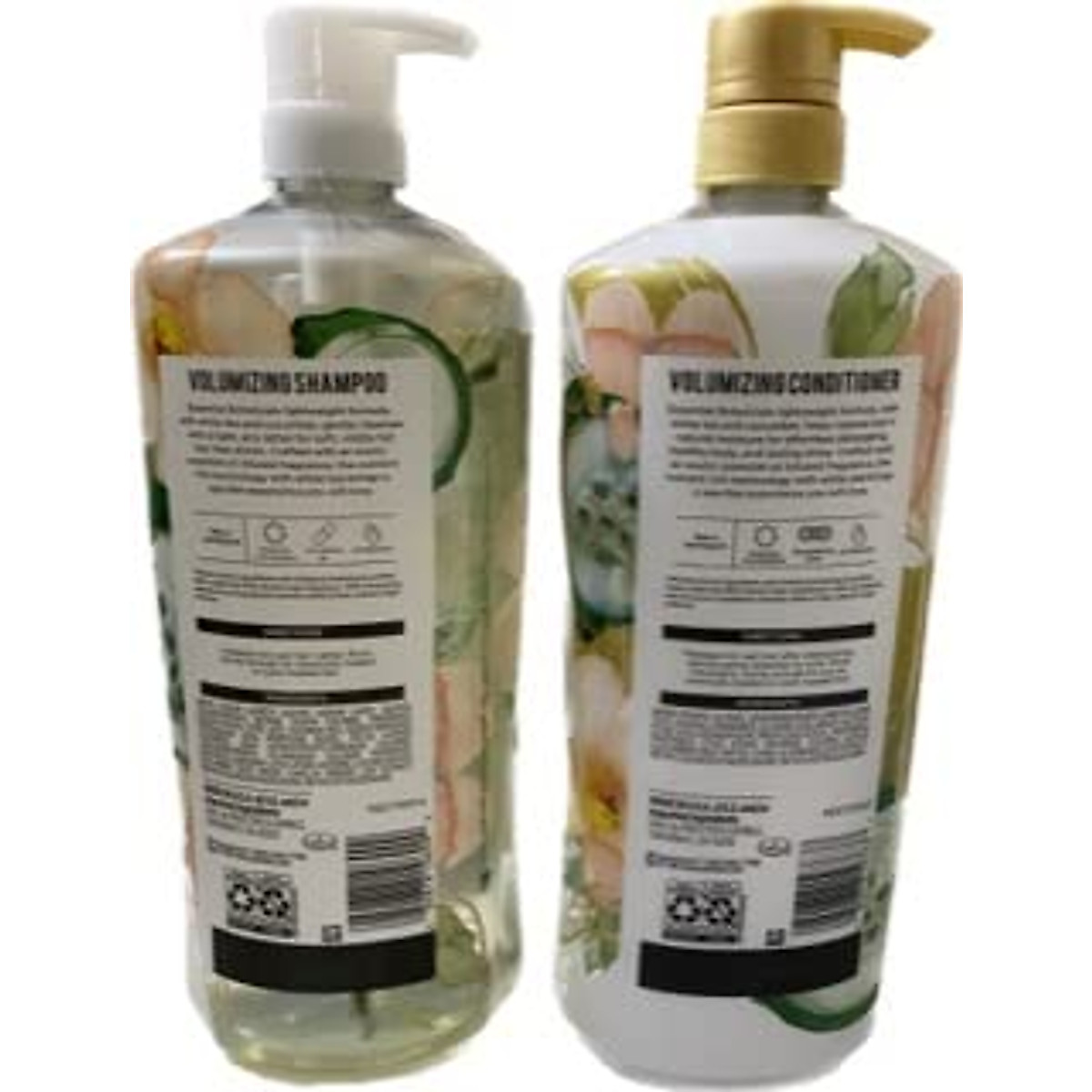 Pantene Essential Botanicals White Tea and Cucumber Volumizing Shampoo and Conditioner Set - 38.2 oz Per Bottle - 0% Parabens, Dyes, Mineral Oil, Phthalates, and Phosphates