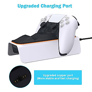 NexiGo Enhanced PS5 Controller Charger, Playstation 5 Charging Station with LED Indicator, High Speed, Fast Charging Dock for Sony DualSense Controller, White