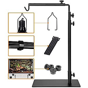 Adjustable Reptile Heat Lamp Stand for Terrarium Metal Light Stand 15 to 37.4 Inch Floor Lamp Holder Heating Light Bracket Light Hanger for Fixing Porcelain, Deep Dome or Wire Clamp Lamp Fixtures