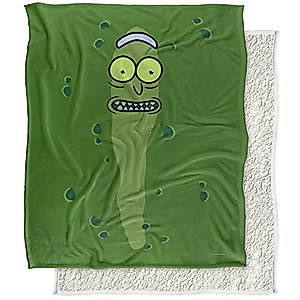 Rick and Morty Blanket, 50"x60", Pickle Rick Silky Touch Sherpa Back Super Soft Throw Blanket