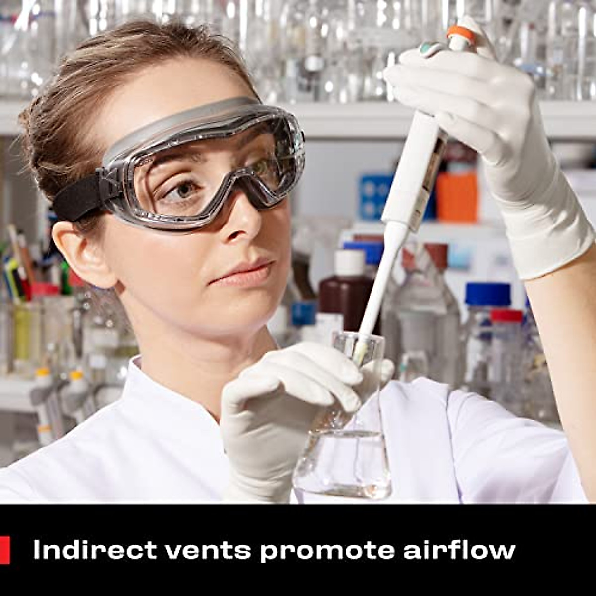 NoCry Anti Fog Safety Goggles for Men and Women with Premium Anti Scratch Coating - Vented Panoramic Lab Goggles; ANSI Z87 Certified Lab Safety Goggles, Eye Protection Goggles with Adjustable Headband