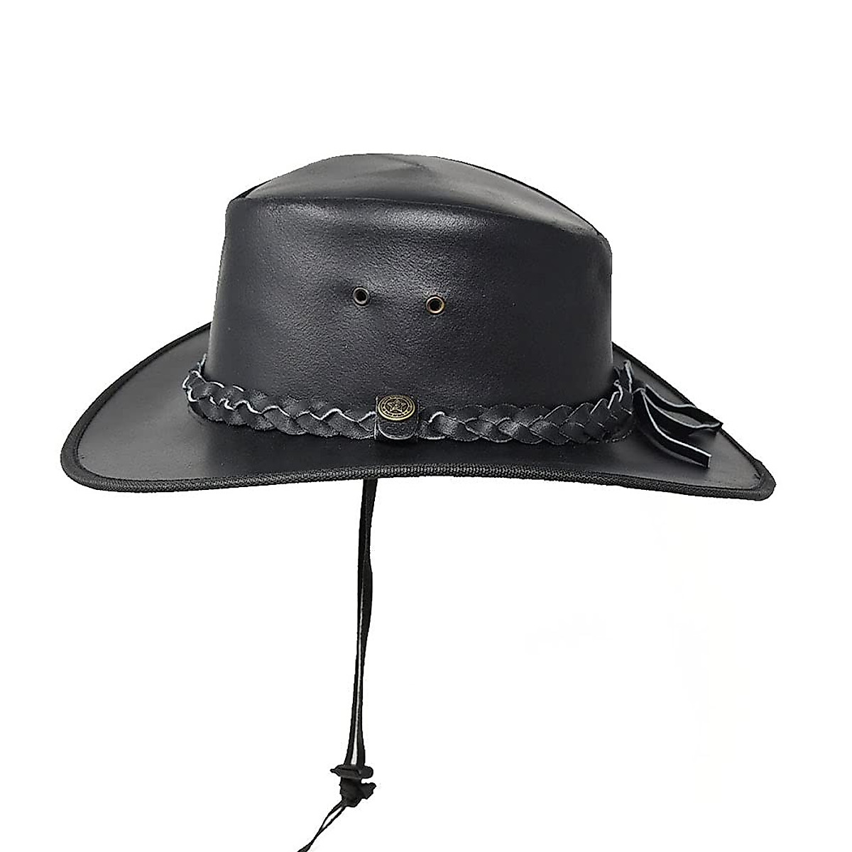 BULLHIDE Men's Cessnock Leather Western Cowboy Hat 3" Brim, Black, Medium