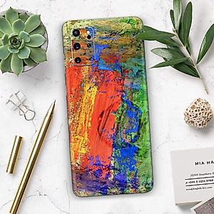 DesignSkinz Abstract Bright Primary and Secondary Colored Oil Painting Protective Vinyl Decal Wrap Skin Cover Compatible with The Samsung Galaxy S20 (Screen Trim & Back Glass Skin)