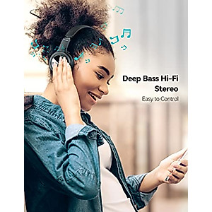 TECKNET Wireless Bluetooth Headphones Over Ear 65H Playtime Foldable Lightweight Headphones with Mic for PC, Deep Bass Hi-Fi Stereo Sound with 3 EQ Modes for Travel/Office/Cellphone/TV/PC (Black)