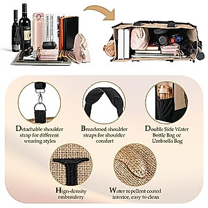 TRSODD Christmas Gifts for Women, Gifts for Women, Gifts for Mom, Mom Gifts, Christmas Gifts for Mom, Ju-te Straw Tote Bag with Shoulder Strap and Makeup Bag S