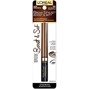 L'Oreal Paris Cosmetics Brow Stylist Boost and Set Brow Mascara, Light Brunette, 0.1 Fluid Ounce