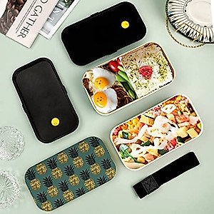 Pineapples Bento Lunch Box Leak-Proof Bento Box Food Containers with 2 Compartments for Offce Work Picnic Yellow-Style