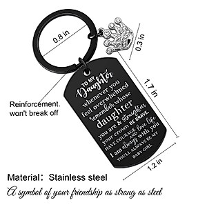 Daughter Gift From Mom Dad To My Badass Daughter Keychain Valentines Day Gifts for Daughters Birthday Gift For Step Daughter Her From Mother Father Mothers Day Gift