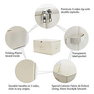 iwill CREATE PRO Collapsible Rigid Storage Bins with Lid, Shelves Clothes Storage Cubes, Tide Up Your Wardrobe, Beige, Set of 2