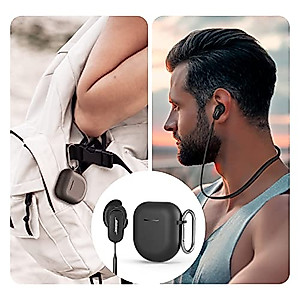 AHBTEYM for Bose QuietComfort Earbuds II Case(2022),Anti-Lost Strap Accessories,Silicone Skin Sleeve Cover for New Bose QuietComfort Earbuds 2 with Carabiner,Sports Lanyard for Women Men(Triple Black)