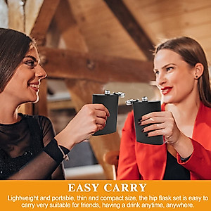 6pcs/set 8oz 12oz Party Camping Barbecue Stainless Steel Hip Flask With Funnel,Stainless Steel Shot Cup,for Men & Women(Black)