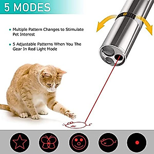 Cowjag Cat Toys, Laser Pointer with 7 Adjustable Patterns, USB Recharge Laser, Long Range and 3 Modes Training Chaser Interactive Toy, Dog Laser Pen Toy
