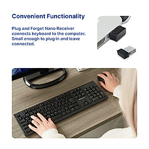 Verbatim Slimline Wireless Keyboard 2.4GHz USB Plug-and-Play Numeric Keypad Adjustable Tilt Legs Wireless Full-Size Computer Keyboard Compatible with PC, Laptop -Frustration Free Packaging Black 70738