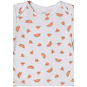 Amazon Essentials Baby Girls' Short-Sleeve Bodysuits, Pack of 6, Fruit/Girls, 3 Months