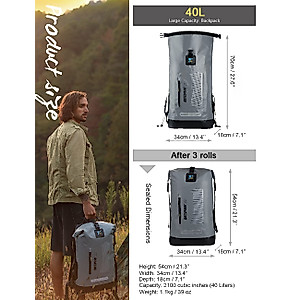IDRYBAG Waterproof Backpack Dry Bag 20L/30L/40L, Floating Dry Backpack Waterproof for Men, Dry Sack Waterproof Bag for Backpacking Kayak