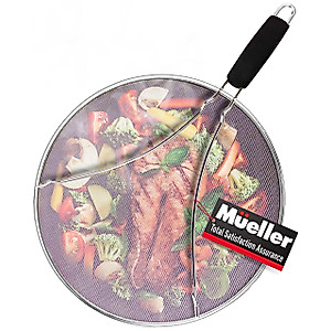 Mueller Grease Splatter Screen for Frying Pan 13", Ultra Fine Mesh Prevents 99% of Splatter Messes, Splatter Guard Shield for Safe Cooking with Resting Feet, Stainless Steel