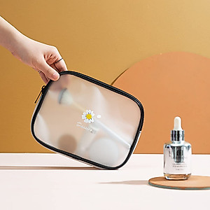 SLYZLGC Clear Waterproof Makeup Portable Mini Travel Toiletries Bag, Pvc Pouch With Zipper Packing Women Cosmetic Organizers With Handle For Vacation Beach Travel, Bathroom Shower Transparente(CJSJ)