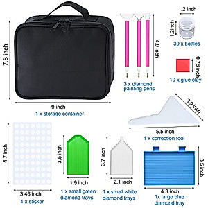 SHUIBIAN 30 Slot Diamond Painting Storage Containers, Diamond Painting Accessories, 5D Diamond Painting Kits with Tools, Shockproof Jars Suitable for DIY Art Craft Jewelry Bead Rhinestones Organizer