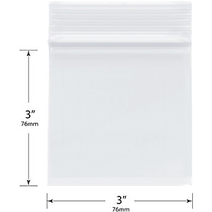 Plymor 3" x 3" (Pack of 500), 4 Mil Heavy Duty Zipper Reclosable Plastic Bags