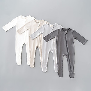 KYTE BABY Unisex Zipper Closure Footies, Rayon Made From Bamboo (6-12 Months, Cloud)