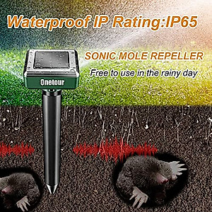 Pack of 4 Solar Mole Repellent Sonic Gopher Repellent Vole Chaser Mole Deterrent Sonic Spikes Rodent Repellent Ultrasonic Pest Control Outdoor Keep Moles Out of Yard Lawn