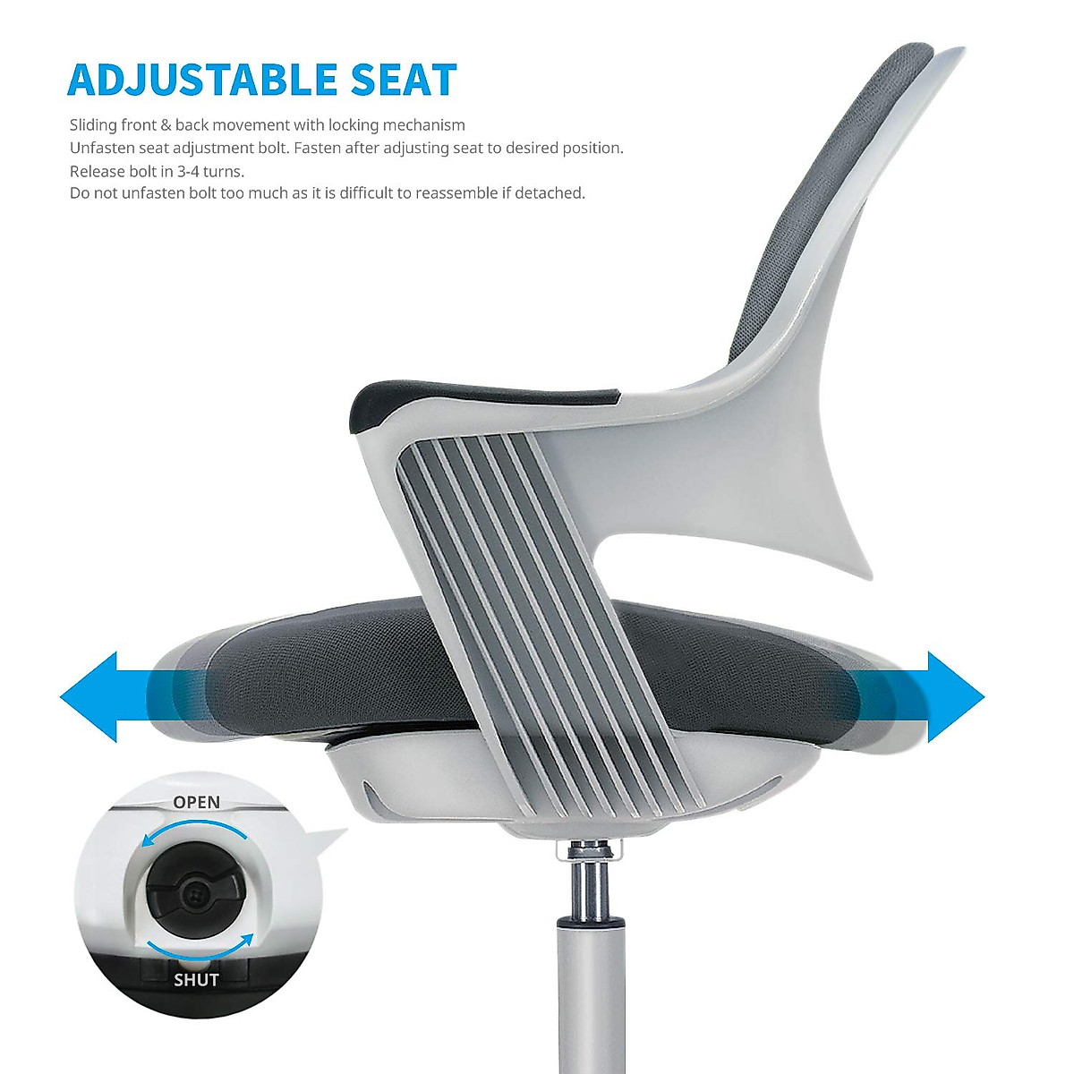 SitRite Ergonomic Kids Desk Chair, Lumbar Support Study Desk Task Chair with Footrest, Height Adjustable Seat, Smooth Rolling Wheels for Student and Children, Cyber Gray