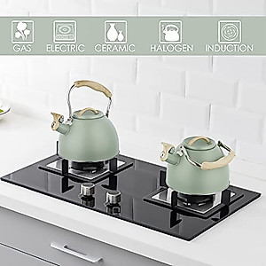Tea Kettle, 2.7 Quart / 3 L Tea Kettle for Stovetop, Food Grade Stainless Steel Teapot, Whistling Tea Kettle with Wood Pattern Handle, Whistling Teapot Suitable for All Heat Sources
