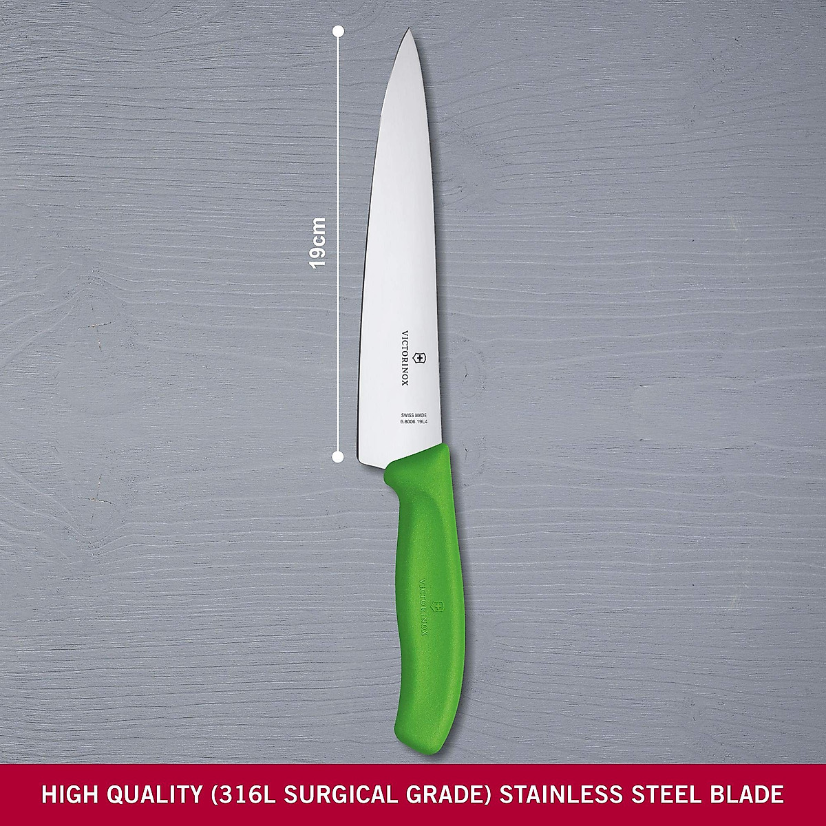 Victorinox 6.8006.19L4B Swiss Classic Carving Knife for Carving, Slicing and Dicing Meats, Vegetables or Fruits Straight Blade in Green, 7.5 inches