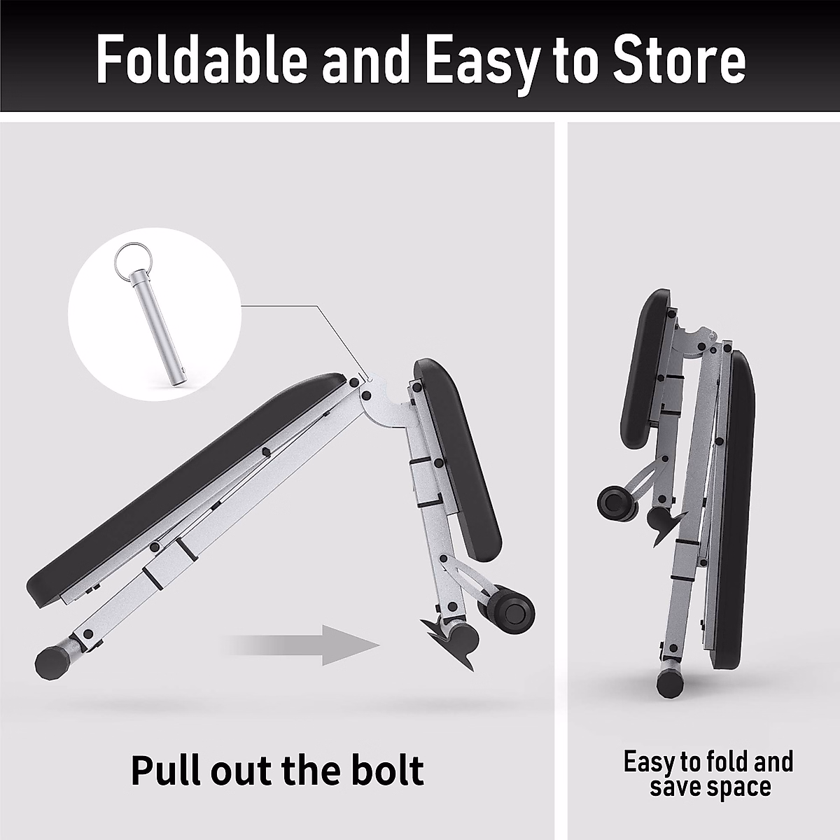 leikefitness Adjustable Weight Bench Foldable Workout Exercise Bench with Automatic Lock for Upright Incline Decline and Flat Full Body Exercise (GM5809(BLACK))