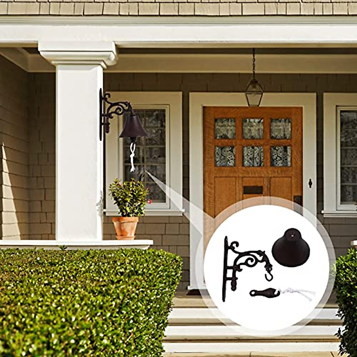 YHRR 1 Set Cast Iron Wall Hanging Bell,Christma Bells Welcome Ship Bell Hand Shaking Doorbell, Wall Mounted Dinner Bell, Metal Wall Art Decoration for Indoor Outdoor Garden Home