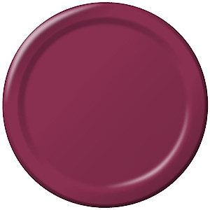 Creative Converting Burgundy Red Round Paper Plates Plastic Table Cover, 7"